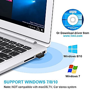 1Mii USB Bluetooth Adapter for PC (2 Pack), Bluetooth Dongle 5.0+EDR, Support Windows10/8.1/7 for Desktop, Laptop, Mouse, Keyboard, Headsets, Speakers
