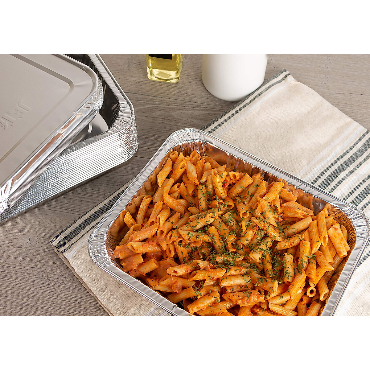 Jetfoil Aluminum Foil Steam Table Pans With Lids | Perfect for Catering, Party Supplies & Suitable for Broiling, Baking, Cakes and Pies - 9 x 13 Half size Deep | Pack of 30