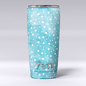 Design Skinz Light Blue and White Watercolor Polka Dots - Skin Decal Vinyl Wrap Kit Compatible with The Yeti Rambler Cooler Tumbler Cups