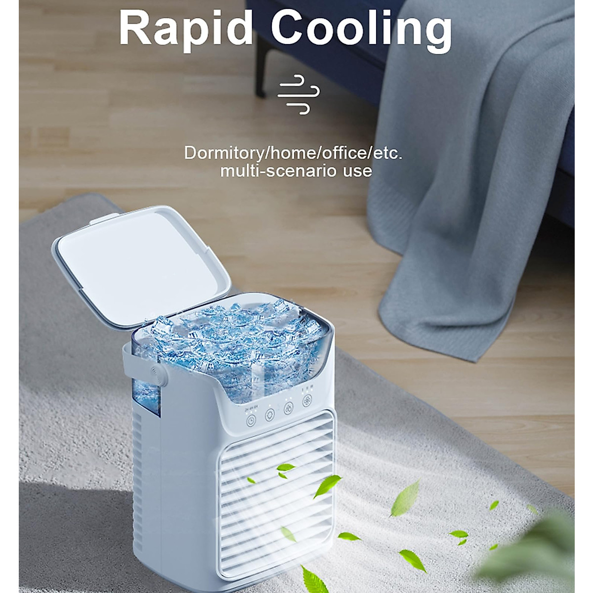 Personal Air Cooler Portable Air Conditioner, 3 in 1 Air Cooling Fan with 3 Wind Speeds, Large Water Tank, Colorful Night Lights, 6H Timer, Evaporative Air Cooler for Bedroom Home Office