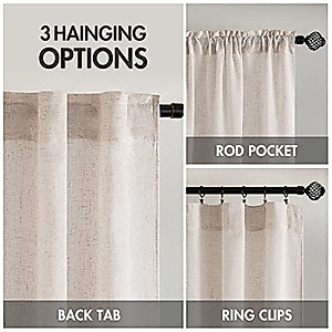 MIULEE Natural White Linen Curtains 84 Inch Long for Bedroom Living Room, Soft Thick Linen Textured Window Drapes Semi Sheer Light Filtering Rod Pocket Back Tab Neutral Farmhouse Cream Ivory 2 Panels