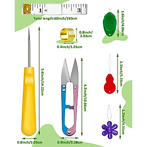 FIVEIZERO Seam Rippers for Sewing – 2 Big and 2 Small Stitch Remover Tools, Thread Ripper, Embroidery Removal Tool, with Needle Threaders, Thimbles, Tape Measure, Tailors Awl and Thread Snips