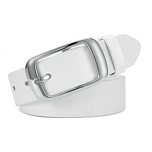 CHAOREN Womens Belts for Jeans - White Leather Belt Women 1.3" Width - Genuine Leather Crafted by Hand