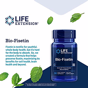 Life Extension Bio-Fisetin - for Anti-Aging, Heart, Eye and Kidney Health - Inflammation Management and Longevity Supplement Supplement - Non-GMO, Gluten-Free - 30 Vegetarian Capsules