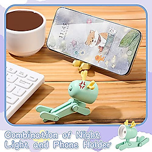 9 Pcs LED Student Cute Night Light, Mini Puppy Deer Dinosaur Reading Table Lamp with Mobile Phone Holder, Portable Foldable Small Desk Light Small Mini Desk Lamp for Kids Students (Bright Color)