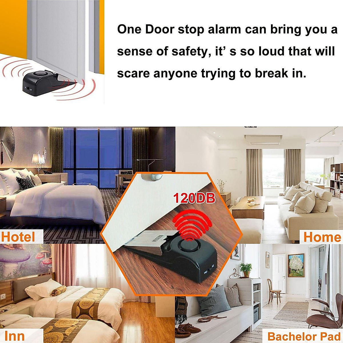 Upgraded Door Stop Alarm Hotel Door Security Devices - Tools for Traveling Door Stopper Home Safety