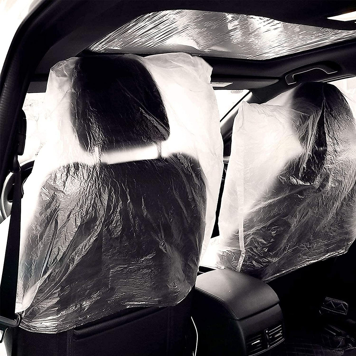RISHNEG Car Seat Covers, 100 Pcs Clear Car Disposable Plastic Seat Covers, Vehicle Protector Seat Protective Covers Films for Car Airplane Seats, Restaurant Seats, Bus Seats, 100pcs Car Seat Covers