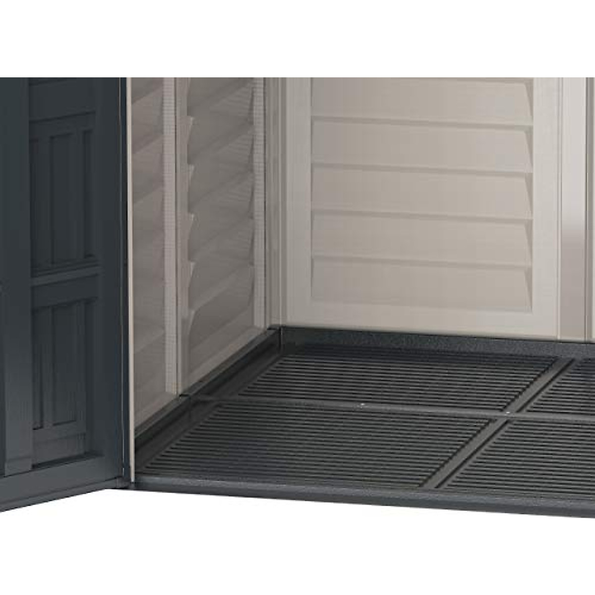 Duramax 35525 Yarmate Plus Outdoor Vinyl Storage Shed, Adobe/Gray