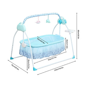 TFCFL Electric Baby Crib Cradle, 0-18 MonthsInfant Bed Auto Swing with Remote Control & Music, 25KG/55LBS Capacity, Foldable Baby Bassinet, Blue