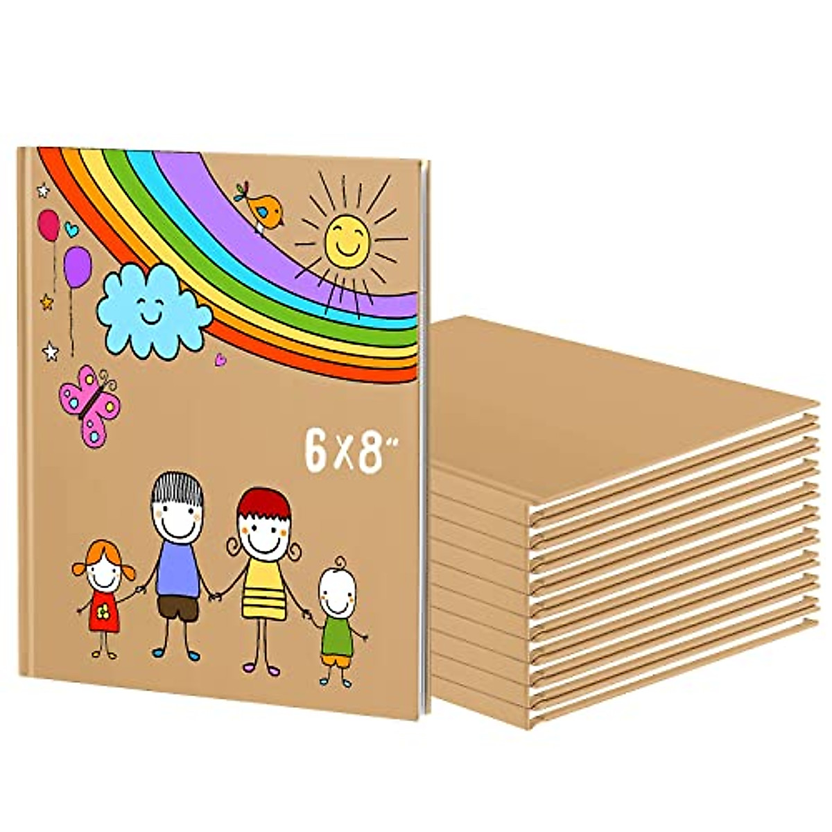 10 Pcs Hardcover Blank Book for Kids to Write Stories Hardcover Book Sketchbooks Blank Journal Books for Student Classroom DIY Drawing and Writing, 20 Sheets (Brown, 6 x 8 Inch)