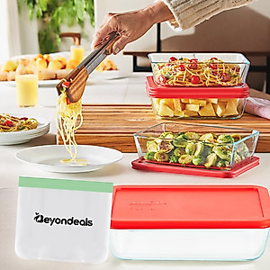 Beyondeals Simply Store 6-Cup Rectangular Glass Food Storage Dish,13.5oz, Bundle Reusable Food Storage Bag - Durable, Leakproof Lids, Kitchen Organization,glass storage dishes [Pack of 3]