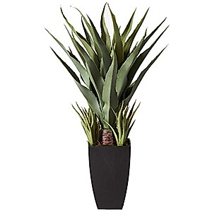 Nearly Natural 30in. Agave Artificial Plant with Black Planter, Green