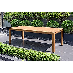 Brampton Patio Brampton Venice 7-Piece Rectangular Dining Set | Light Teak Finish and Grey Chairs | Ideal for Patio and Outdoors