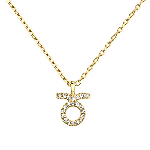 PAVOI 14K Yellow Gold Plated CZ Astrology Necklace - Astrology Gifts For Women - Zodiac Necklaces - Taurus