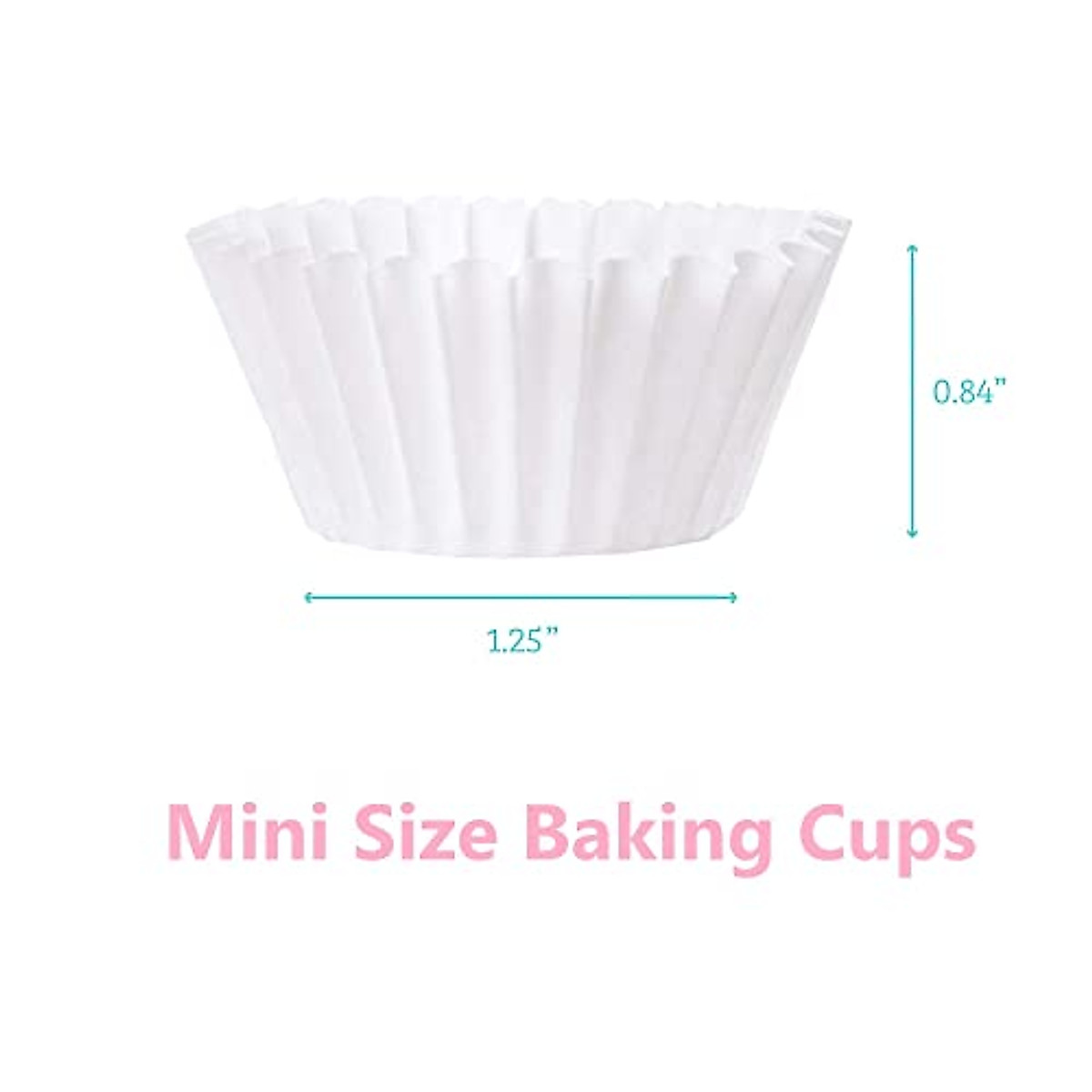LotFancy White Mini Cupcake Liners 500pcs, Small Muffin Liners, Greaseproof Paper Baking Cups, Cupcake Wrappers for Birthday, Holidays, No Smell, Bottom 1.25 inch Width