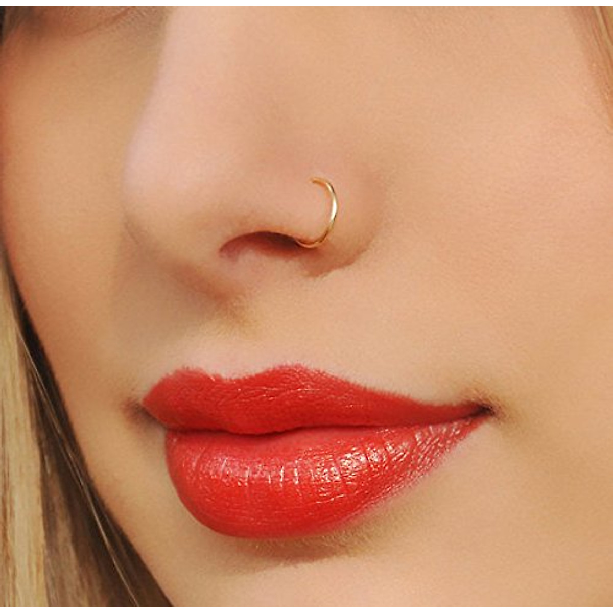 Briana Williams Ring Hoop Fake Nose Rings for Women Double Fake Nose Ring Faux Non-Pierced Clip On Nose Lip Ear Hoop Rings Non Piercing Body Jewelry
