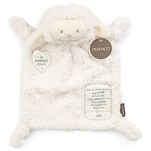 DEMDACO Clean White Fuzzy Lamb Goodnight Prayer Polyester Plush Children's Stuffed Animal Blankie