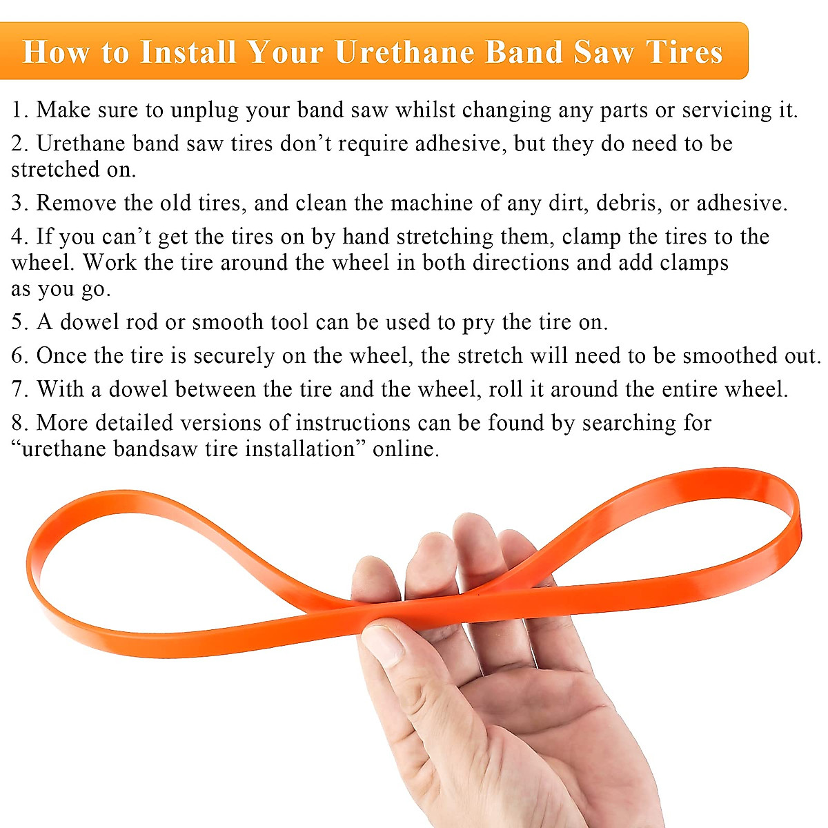 Urethane Band Saw 28-276 14" Band Saw Tires No Adhesive Needed Compatible with Craftsman Delta Band Saws - 2 Pack