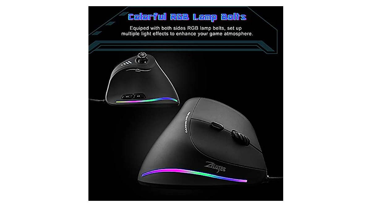TRELC Vertical RGB Gaming Mouse: 10000 DPI, 11 Prog Buttons
