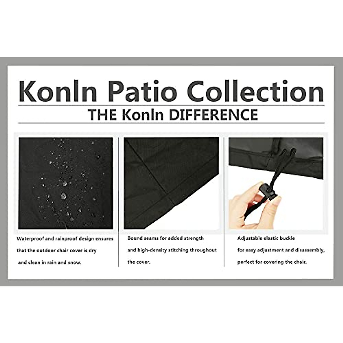 High Back Patio Chair Covers Waterproof Heavy Duty Stackable Outdoor Bar Stool Cover Black Patio Furniture Covers Outside Lounge Deep Seat Covers, Large Tall Lawn Chair Covers, High Back-2 Pack, Black