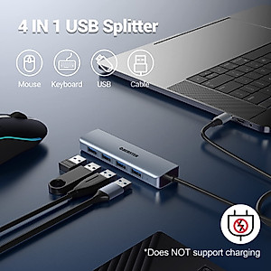 USB C Hub, 4 10 GBS 3.2 Port USB C Adapter Ultra Slim USB 3.2 Hub Data Hub Extra Light Super Speed USB HUB Adapter for MacBook Pro/Air, iPad Pro/Air, Surface Go, XPS, Pixelbook and More