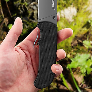 warmot® Pocket knife with G10 Handle - Ideal Knife for EDC Camping - Birthday Gift for Men & Wome,Black