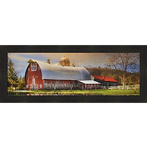 Home Cabin Décor Starr Farm by Lori Deiter 16x40 Framed Art Print Picture Red Barn Silo Pond Star Photo Country Farm