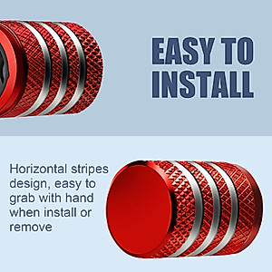 Tire Valve Stem Cap Cover - (5 Pack) Tire Air Caps Metal with Plastic Liner Corrosion Resistant Leak-Proof for Car Truck Motorcycle SUV and Bike Red
