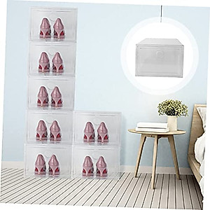 Amosfun 2 pcs plastic transparent shoe box underwear drawer cabinet drawer storage drawers stackable shoe case bins shoes organizer for closet clothes Simple Shoes Case Creative Shoes Case