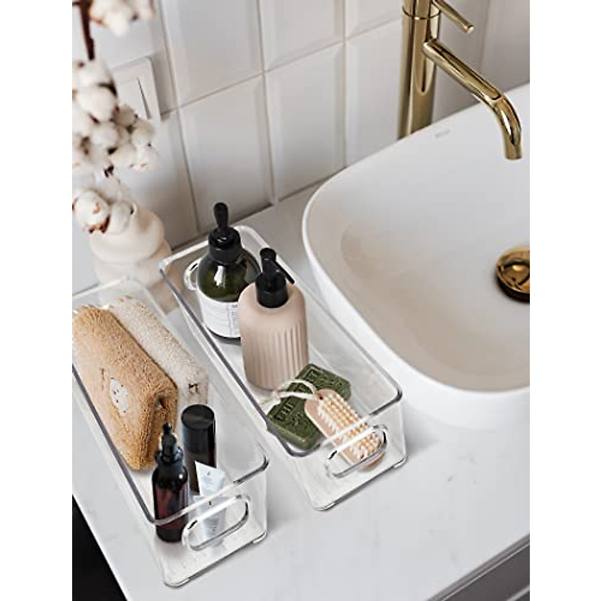 Refrigerator Pantry Organizers Stackable Fridge Organizer Bins Food Storage for Freezers, Kitchen, Countertop and Cabinets - Clear Plastic Household Storage Containers (2 Pack)