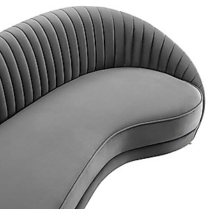 Modway Camber Channel Tufted Performance Velvet Sofa in Gray