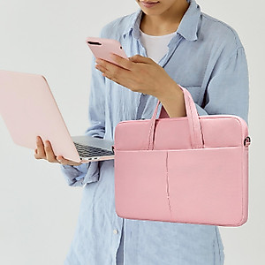 17 17.3 Inch Laptop Bag Women Men Computer Bag for HP Envy Pavilion/LG Gram/MSI/Dell Inspiron XPS/Lenovo Thinkpad/ASUS/Acer, Shoulder Strap Carrying Messenger Bag, Pink