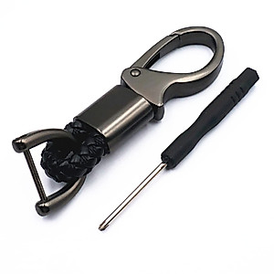 MJKEYAuto Black Leather 4 Buttons Remote Smart Key Fob Cover Case Chain for Honda Accord Sport Civic Crosstour CR-V HR-V 2019 2018 2017 2016 2015 2014 2013