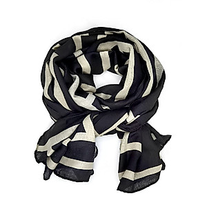 FINIZO Women's Scarves Lady Light Soft Fashion Solid Scarf Wrap Shawl for All Season (Black White)