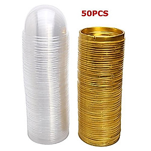 Katoot@ Gold Black Clear Plastic Mini Cupcake Boxes 50Pcs/Set Cake Packing Boxes Muffin Pod Dome Box Wedding Birthday Gifts Boxes (Gold)