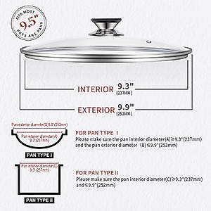 Tempered Glass Lid with Heat Resistant Handle,9.5"/24cm, Clear