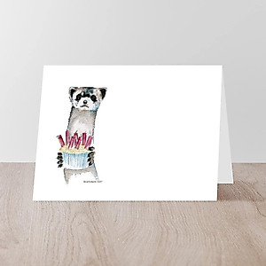 CafePress Birthday Ferret Folded Greeting Card Matte