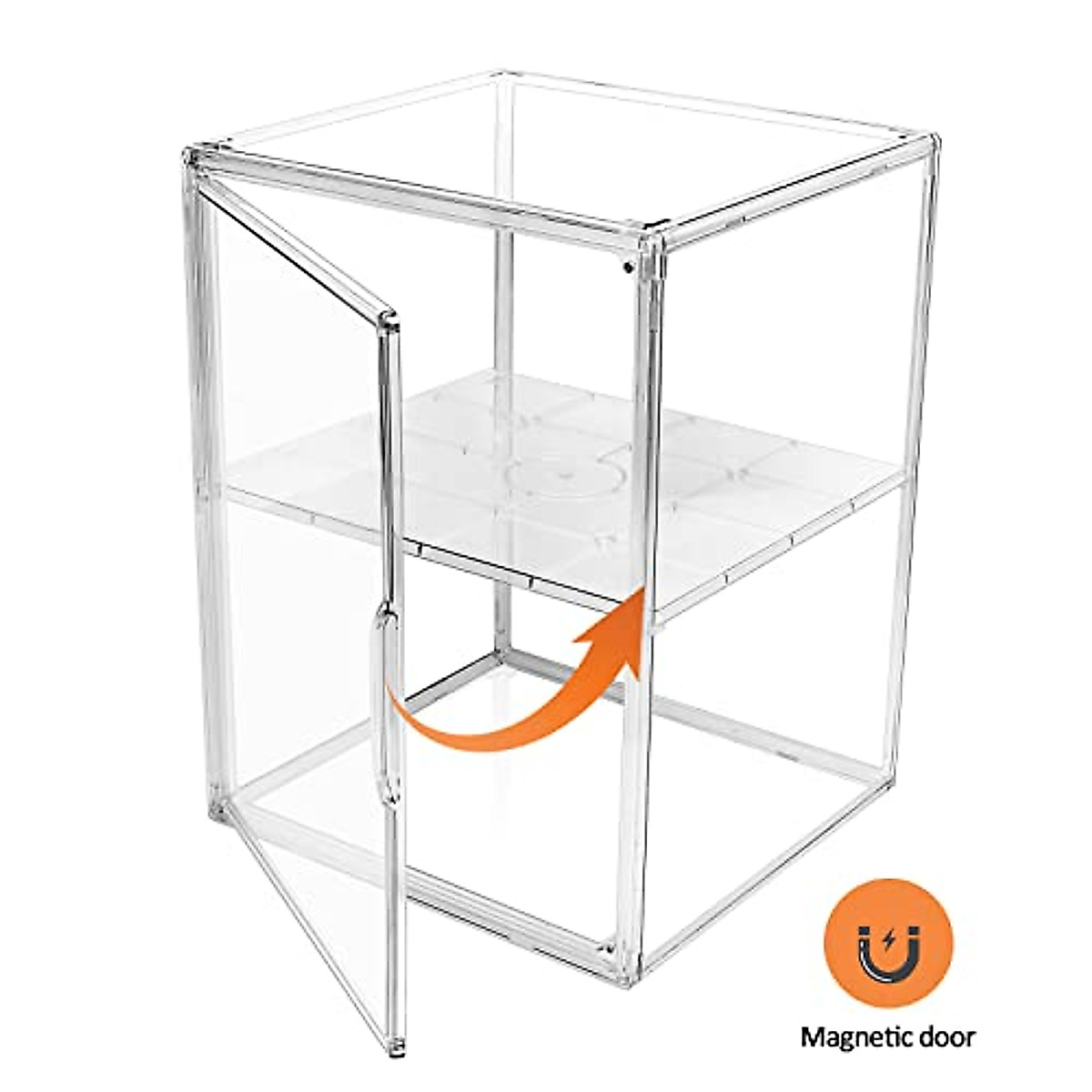 Cutora Clear Handbag Display Case for Closet, Large 2 Layers Plastic Acrylic Purse Storage Organizers, Anti Dust Luxury Stackable Bag Container Box with Magnetic Door for Clutch Cosmetics Makeup