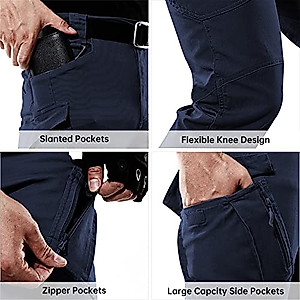 EUTROPOON Mens Cargo Pants Work Tactical Pants Lightweight Hiking Pants Ripstop Outdoor Combat Military Pants with 9 Pockets Navy Blue