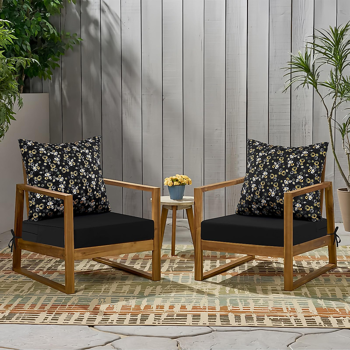 idee-home Outdoor Cushions for Patio Furniture, Outdoor Seat Cushions 24 x 24 with Fade Resistant Waterproof Removable Cover, Deep Seat Replacement Couch Sofa Chair Cushions for Yard Garden