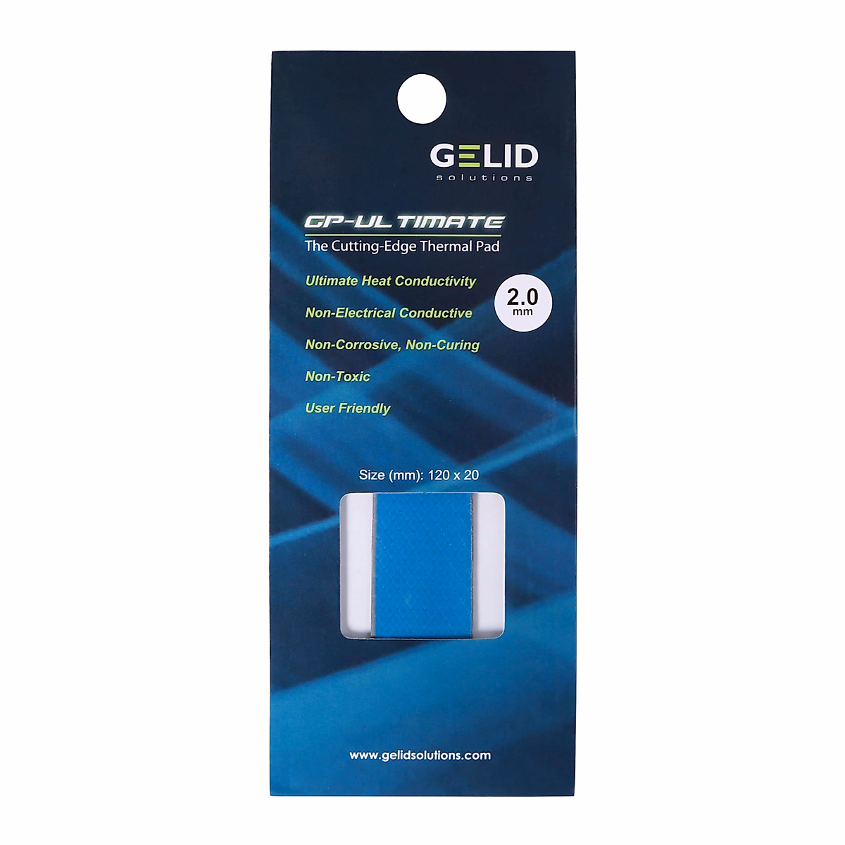Gelid Solutions GP-Ultimate 15W- Thermal Pad 120x20x2.0mm. Excellent Heat Conduction, Ideal Gap Filler. Easy Installation.