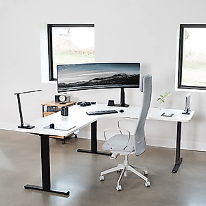 VIVO Universal 71 x 71 inch Curved Corner Table Top for L-Shape Sit to Stand Height Adjustable Home and Office 3-Leg Desk Frames, White Desktop, DESK-TOP2CW