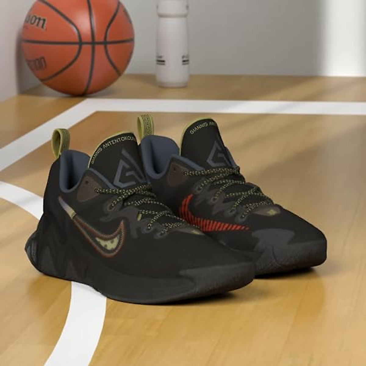 Nike Men's Giannis Immortality Athletic Basketball Shoes, Black/Limelight/Ozone Blue, 8