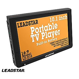 10 Inch Portable Digital ATSC TFT HD Screen Freeview LED TV for Car,Caravan,Camping,Outdoor or Kitchen.Built-in Battery Television/Monitor with Multimedia Player Support USB Card LEADSTAR