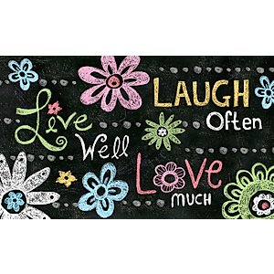 Toland Home Garden 800184 Live Laugh Love Chalkboard Flower Door Mat 18x30 Inch Outdoor Doormat for Entryway Indoor Entrance