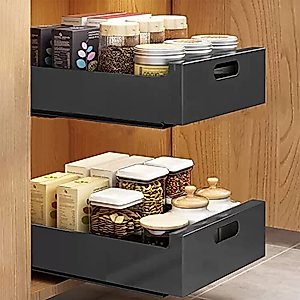 MADELL Sinks Under Sink Organizers,Kitchen Cabinet Organization,2 Tier Under Sink Slide Out Storage Shelf Slide Out Drawer Storage Shelves for Kitchen Living Room/Black