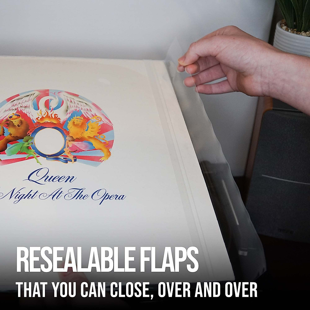 Resealable Record Outer Sleeves for 12" Vinyl Records (75 Pack) | 3 Mil Polypropylene Covers with Flap | Premium Vinyl Protective Sleeves That Cover and Seal Albums Completely to Prevent Damage