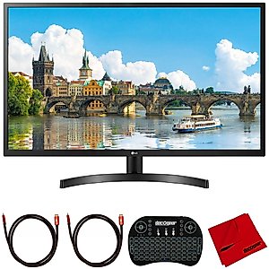 LG 32MN600P-B 31.5 inch Full HD IPS Monitor with AMD FreeSync Bundle with 2.4GHz Wireless Keyboard, 2X 6FT Universal HDMI 2.0 Cable and Microfiber Cleaning Cloth
