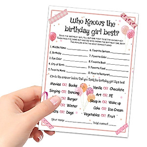 Who Knows The Birthday Girl Best - Birthday Girl Party Game - Girl Birthday Party Activity Notebook Themed Party Activity and Idea - Girl Birthday Supplies, Activity, Decorations - 20 Game Cards