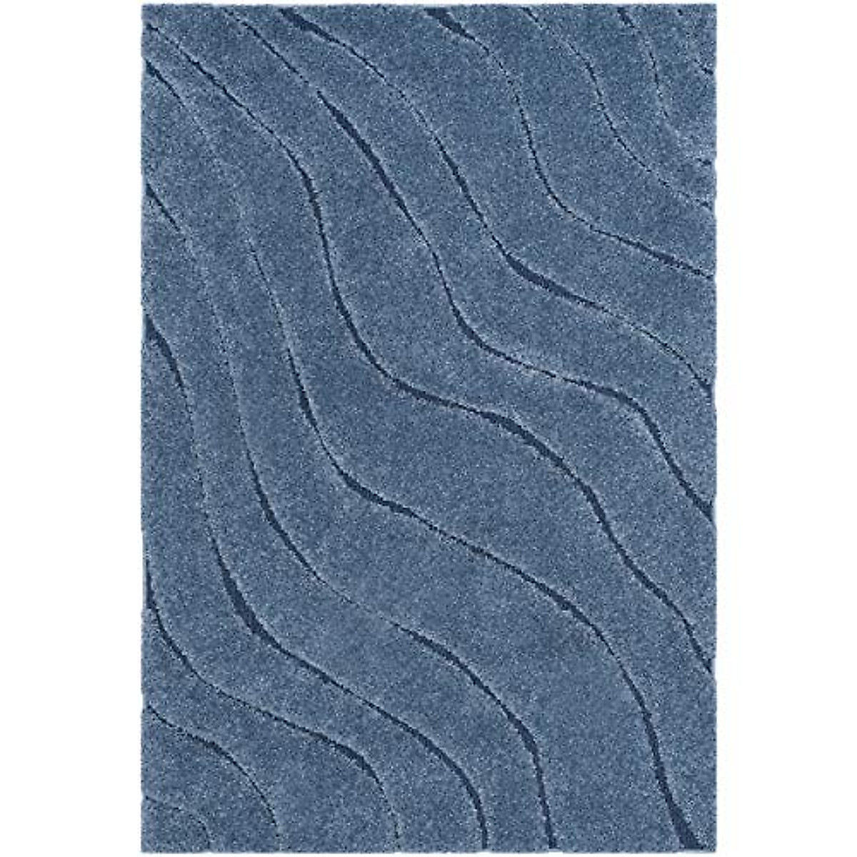 SAFAVIEH Florida Shag Collection 8' x 10' Light Blue / Blue SG472 Abstract Wave Non-Shedding Living Room Bedroom Dining Room Entryway Plush 1.2-inch Thick Area Rug